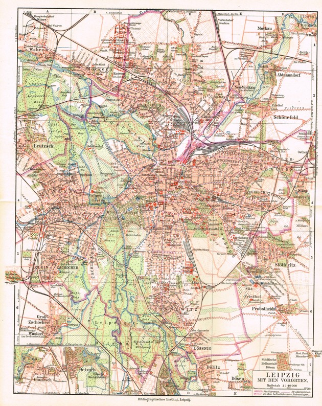 Mapa města - Leipzig mit den Vororten