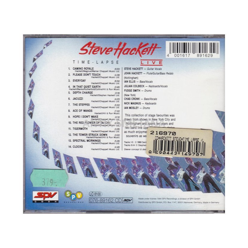 CD - Steve Hackett - Time lapse CD - Steve Hackett - Time lapse